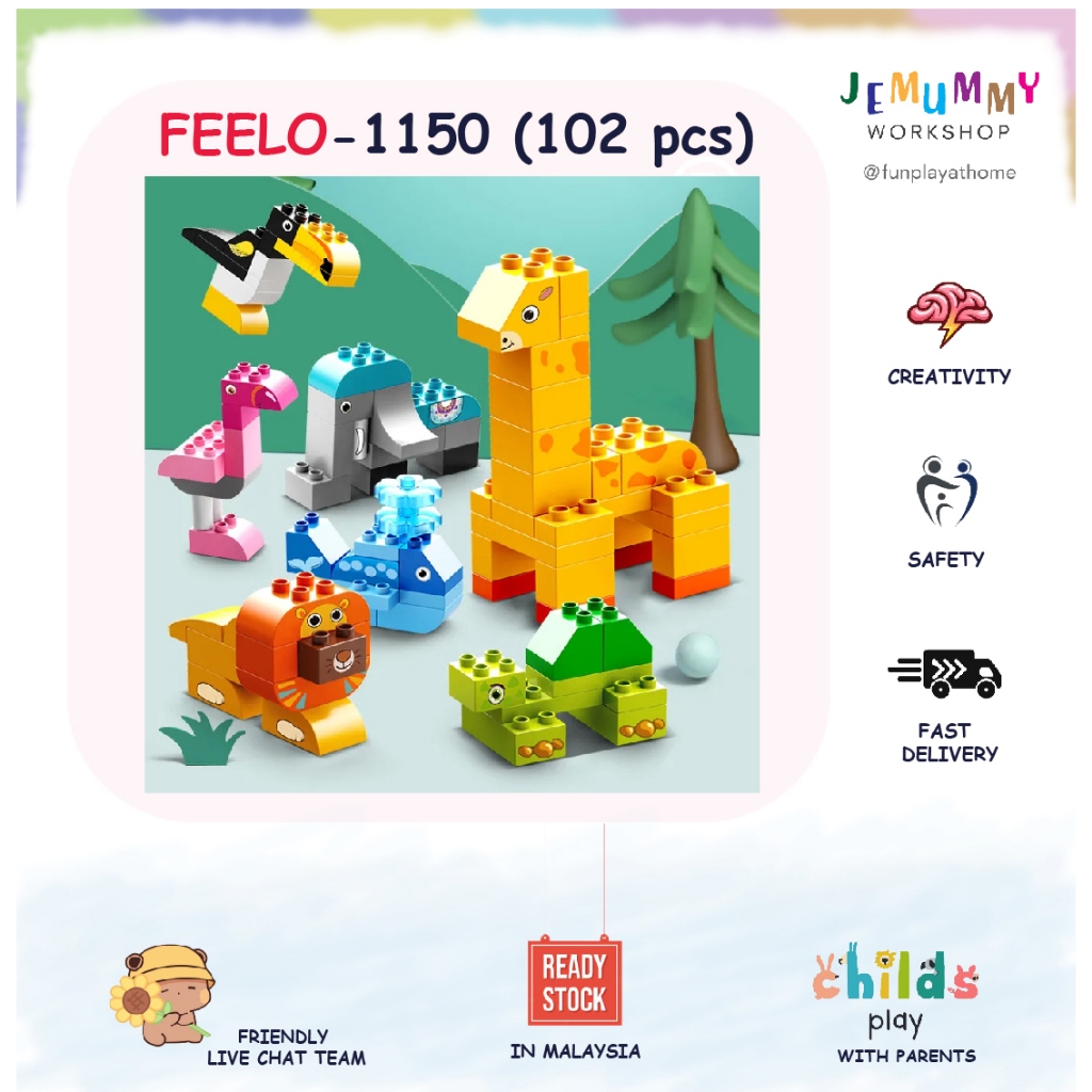 FEELO FL1150 Forest Animals Building Blocks Animals Building Set Blocks ...