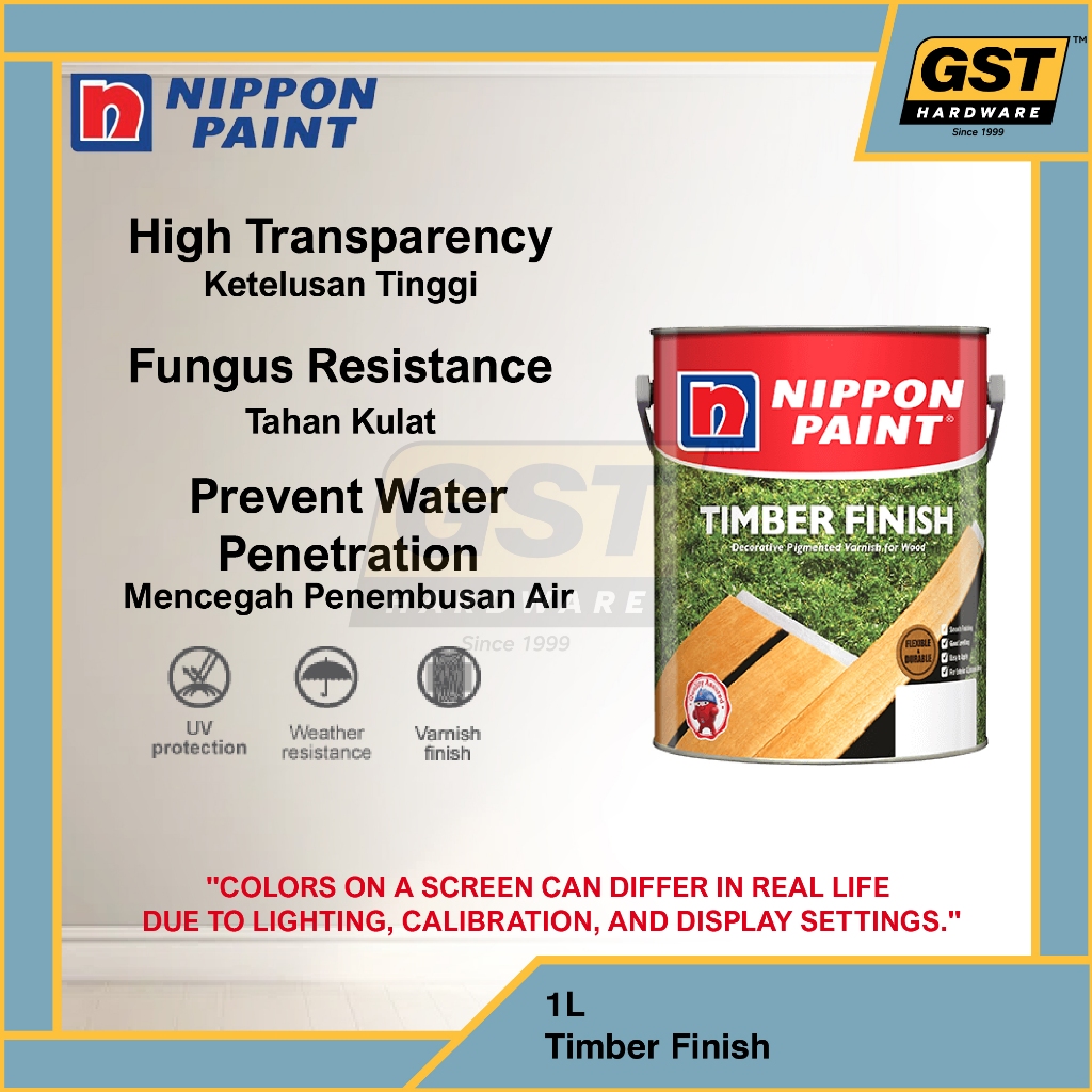 1L Nippon Paint Timber Finish Gloss Finish Nippon Wood Paint Cat Kayu ...