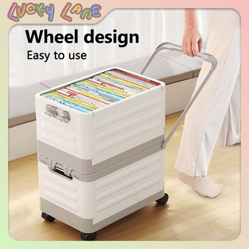 Foldable Storage Box With Wheels And Handles For Storing Books Snacks ...