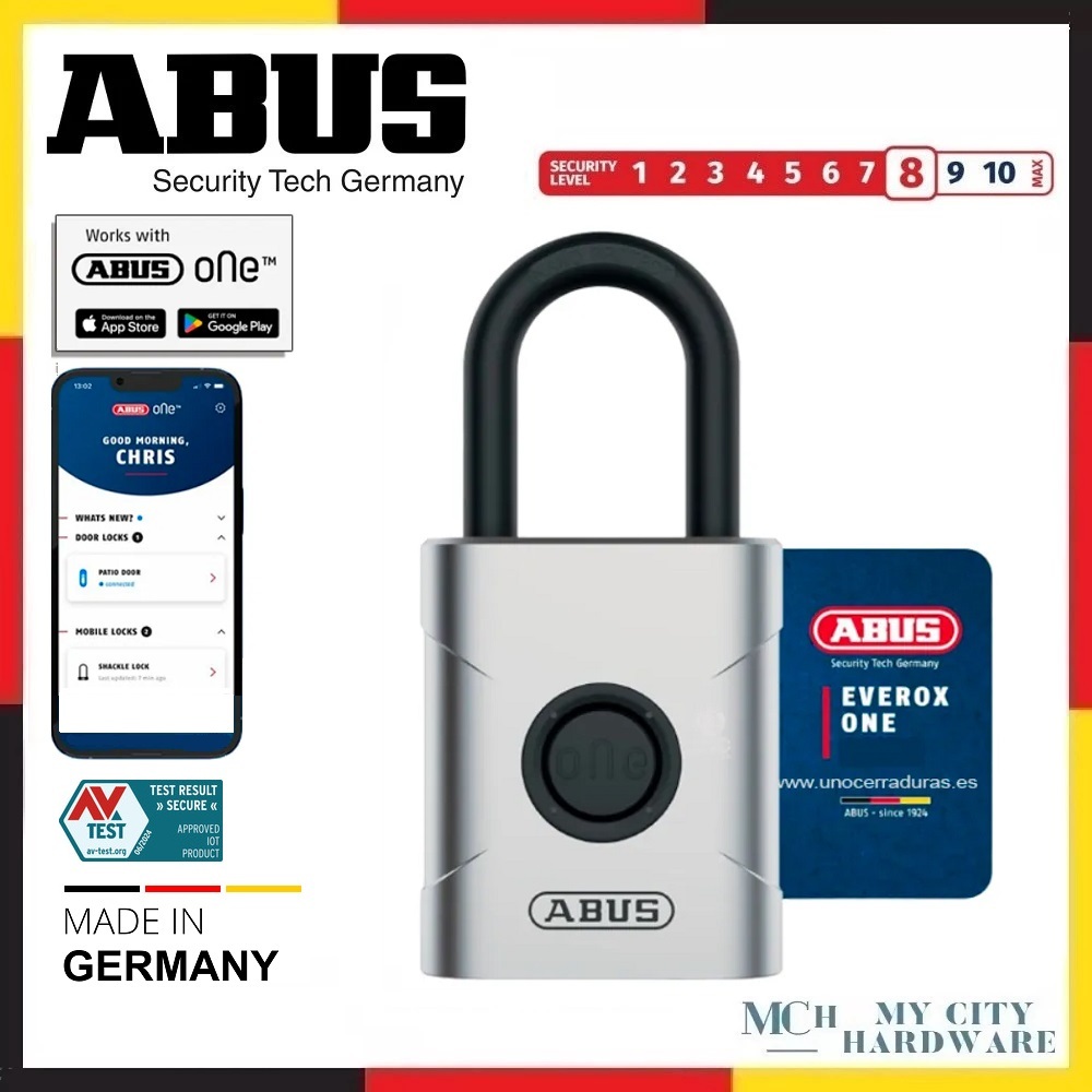 ABUS Everox One 61/50 50mm Keyless One-Touch Opening Weatherproof Smart ...