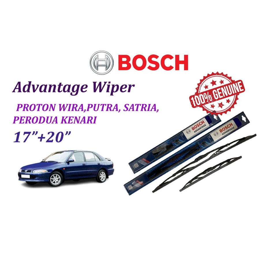 BOSCH WIPER PROTON WIRA,PUTRA,SATRIA,PERODUA KENARI (2 PIECES) (BA17+BA20) | Shopee Malaysia
