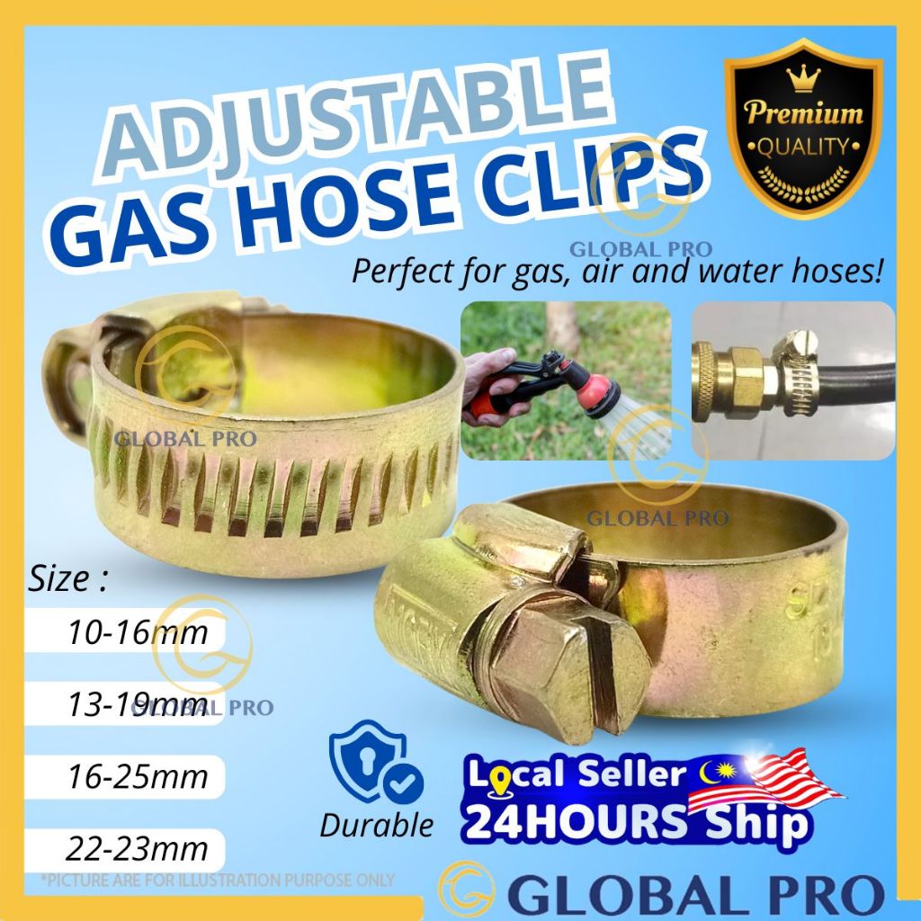 1PC GLOBAL PRO PREMIUM Adjustable Gas Hose Clips Clamps Gas Clip Dapur ...