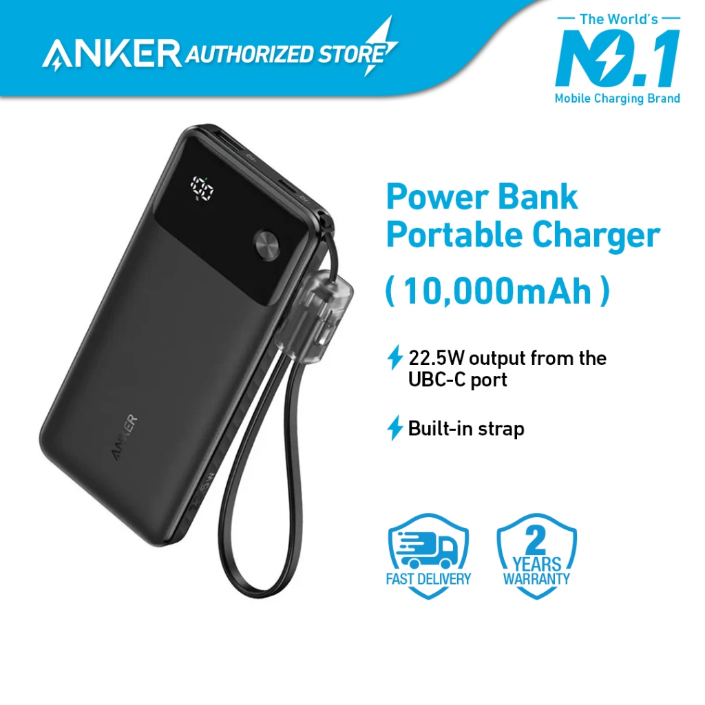 Anker Fast Charging PowerCore Power Bank With USB C Cable (10000mAh/22 ...