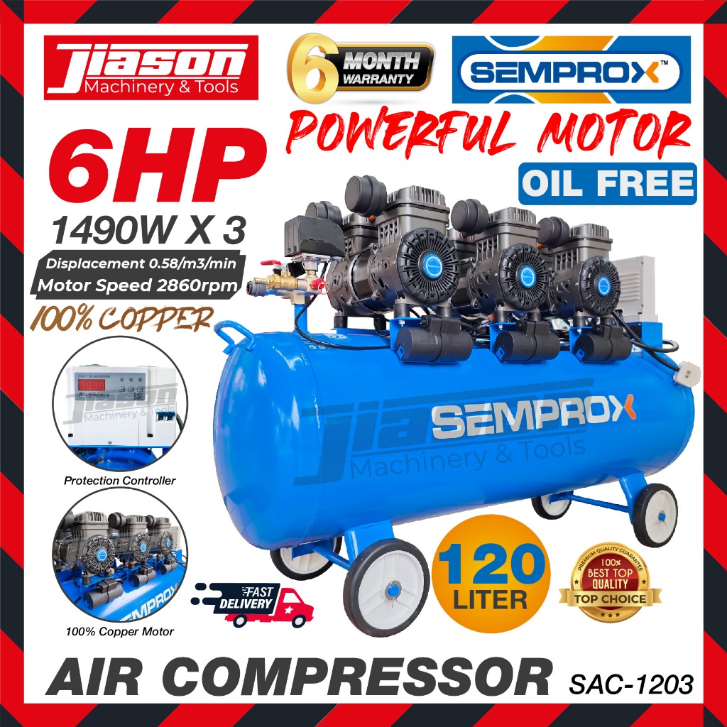 [SET A - SET C] SEMPROX SAC1203 120L Oilless / Oil Free Silent Air ...