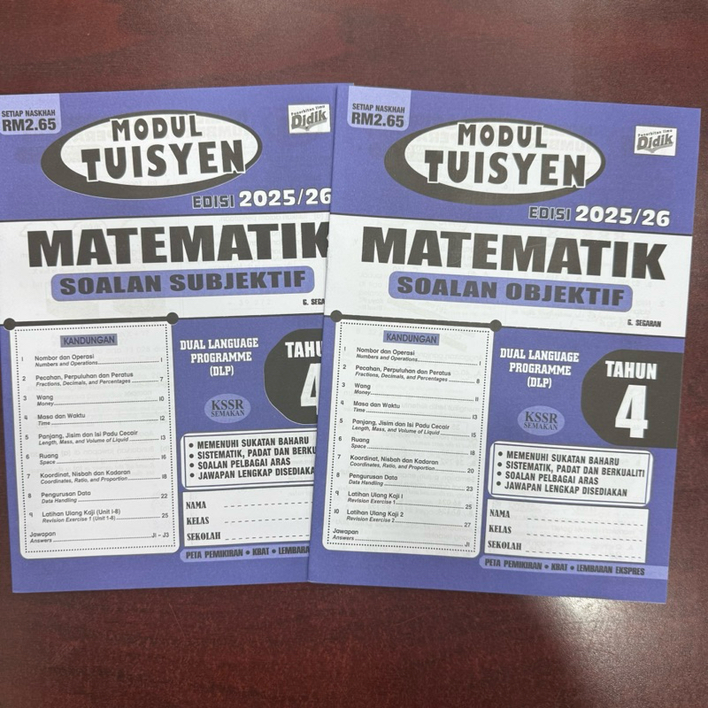 (SK) Model Tuisyen Matematik Tahun 4 / Mathematics Year 4 Dwibahasa ...
