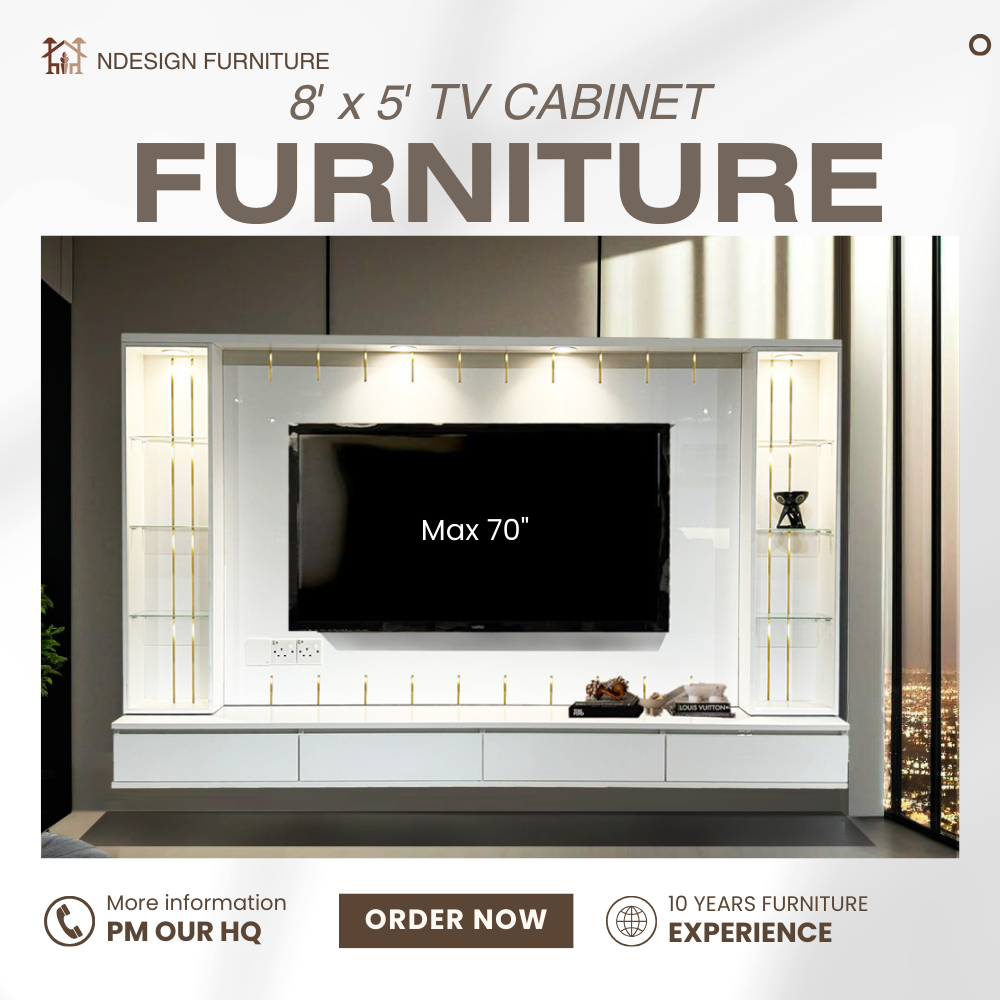 [N Design] 8ft Modern TV Cabinet / Wall Mounted Tv Cabinet / Hall ...