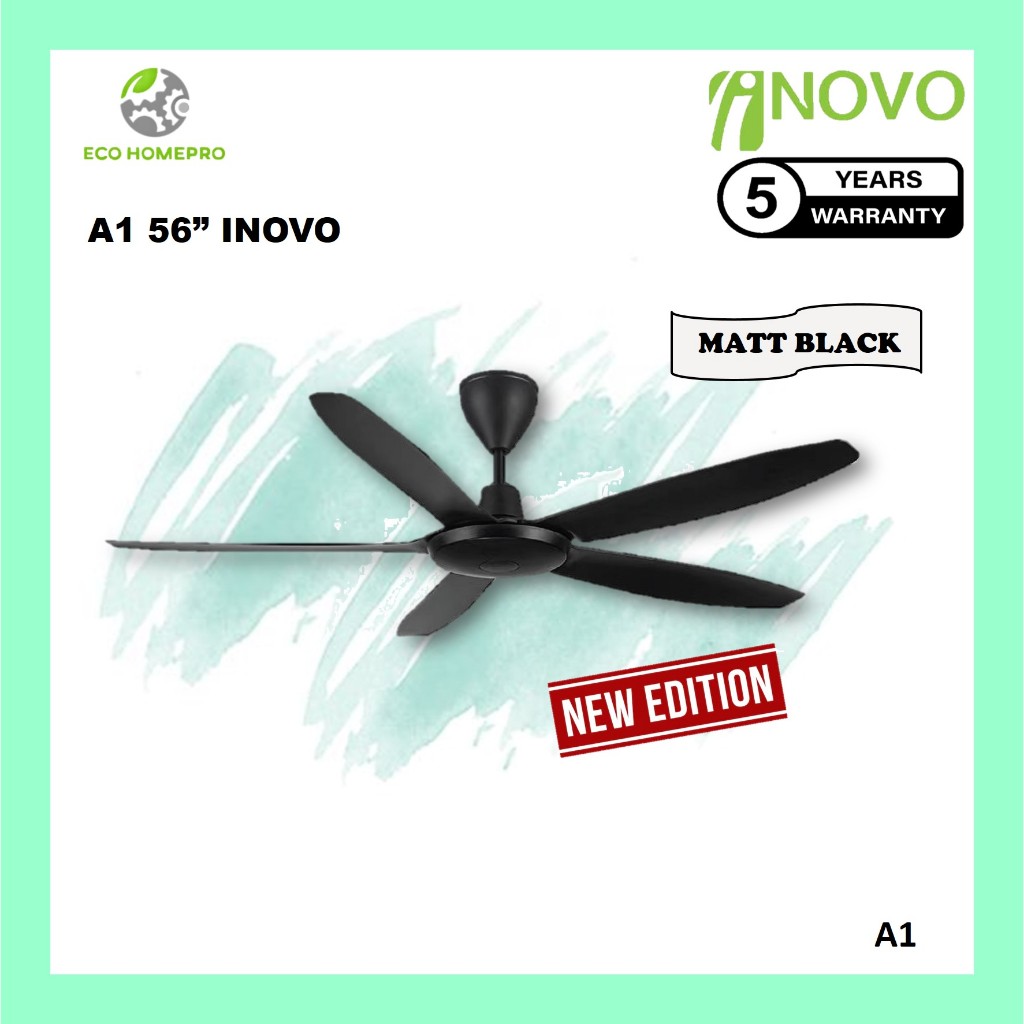 INOVO 56" Ceiling Fan (A1 - Matt Black) | Shopee Malaysia