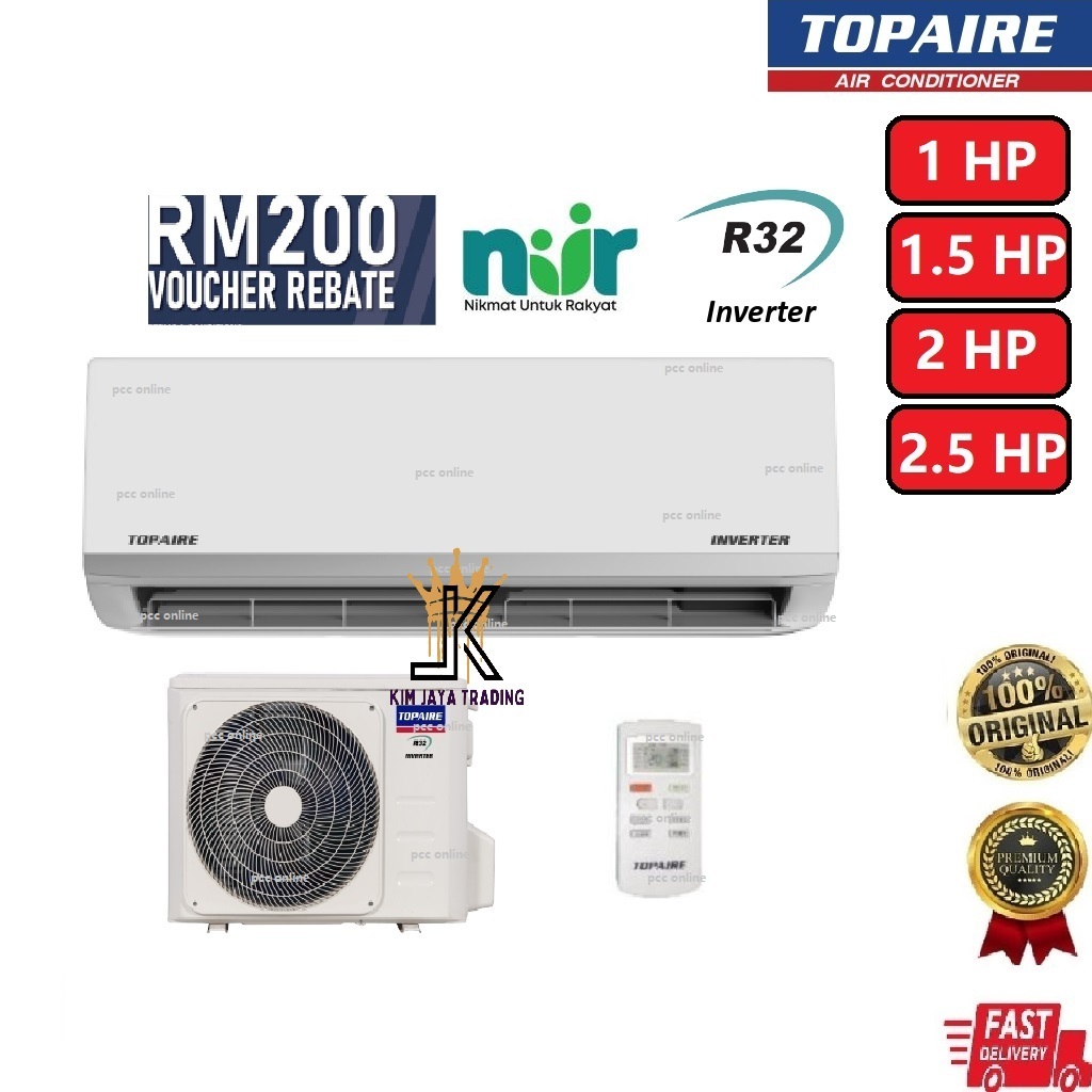 [SAVE4.0] TOPAIRE AIR CONDITIONER |AIRCOND1.0HP/1.5HP/2.0HP/2.5HP R32 ...