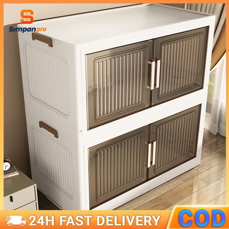 L50-70cm (1-6 Layers) Double Doors Storage Box Multipurpose Stackable ...