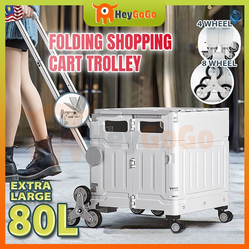 Foldable Shopping Cart Trolley Portable Grocery Cart Easy Carry ...