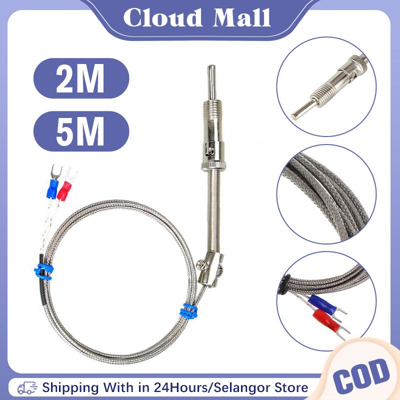 2/5m Type K Compression Spring Type Thermocouple Stainless Steel ...