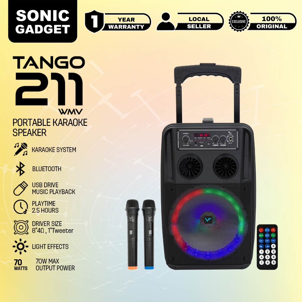 Vinnfier VF Tango 211 WMV Pembesar Suara TWS Wireless Portable Trolley Super Bass Home Party ...