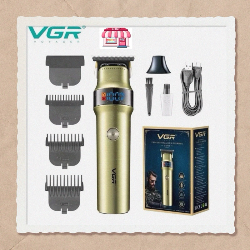 VGR V-991 Professional Hair Trimmer Super Trim Metal Wire Drawing Housing USB Charging V991 ...