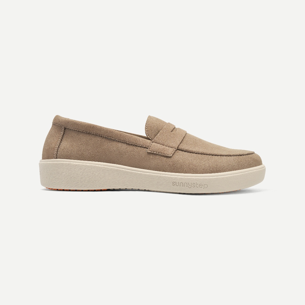 Sunnystep Dream Penny Loafer Caramel Suede Flats Wide Toe Box Boat ...