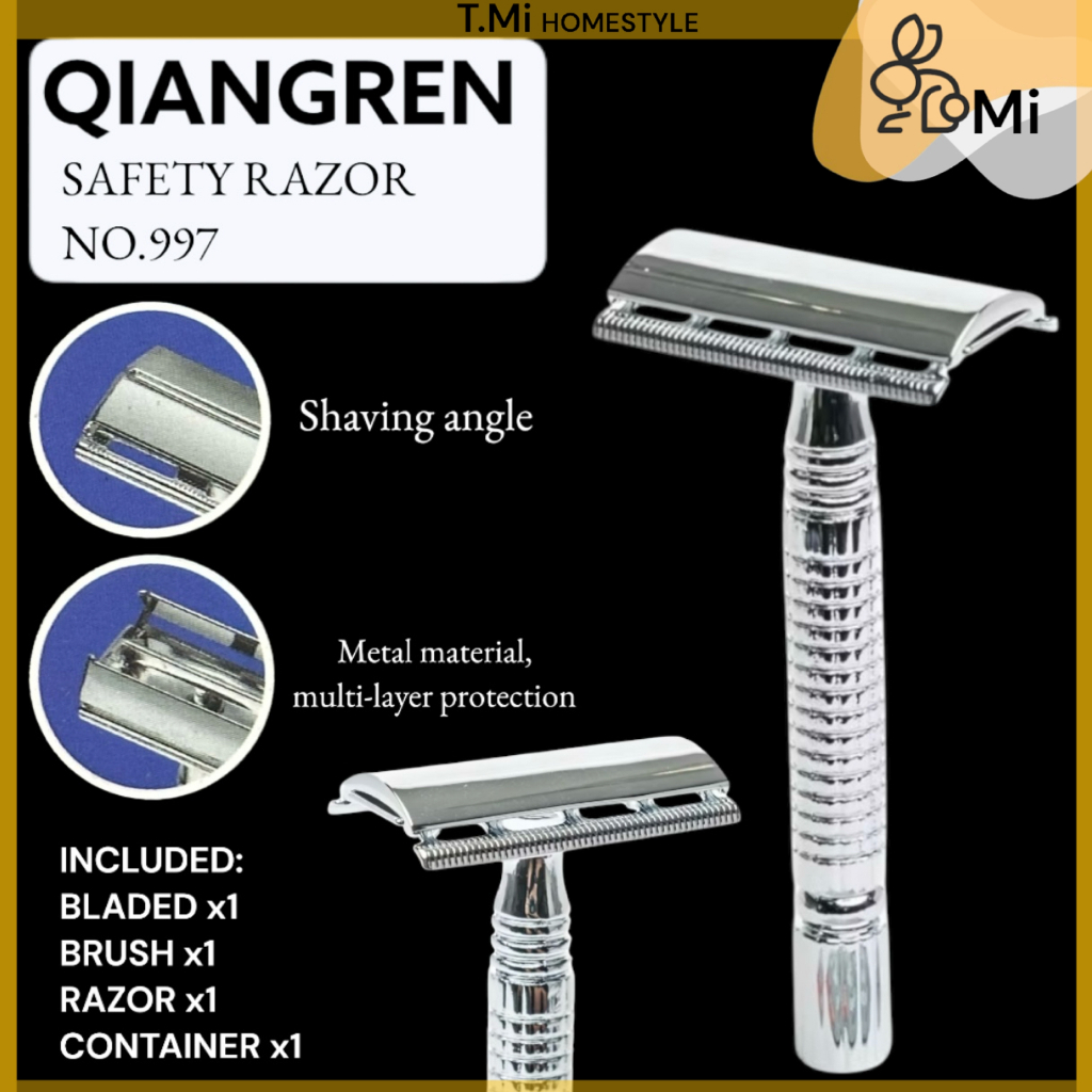TMi Shaver Polished Chrome Steel Safety Razor Shaver Men Shaving Men's ...