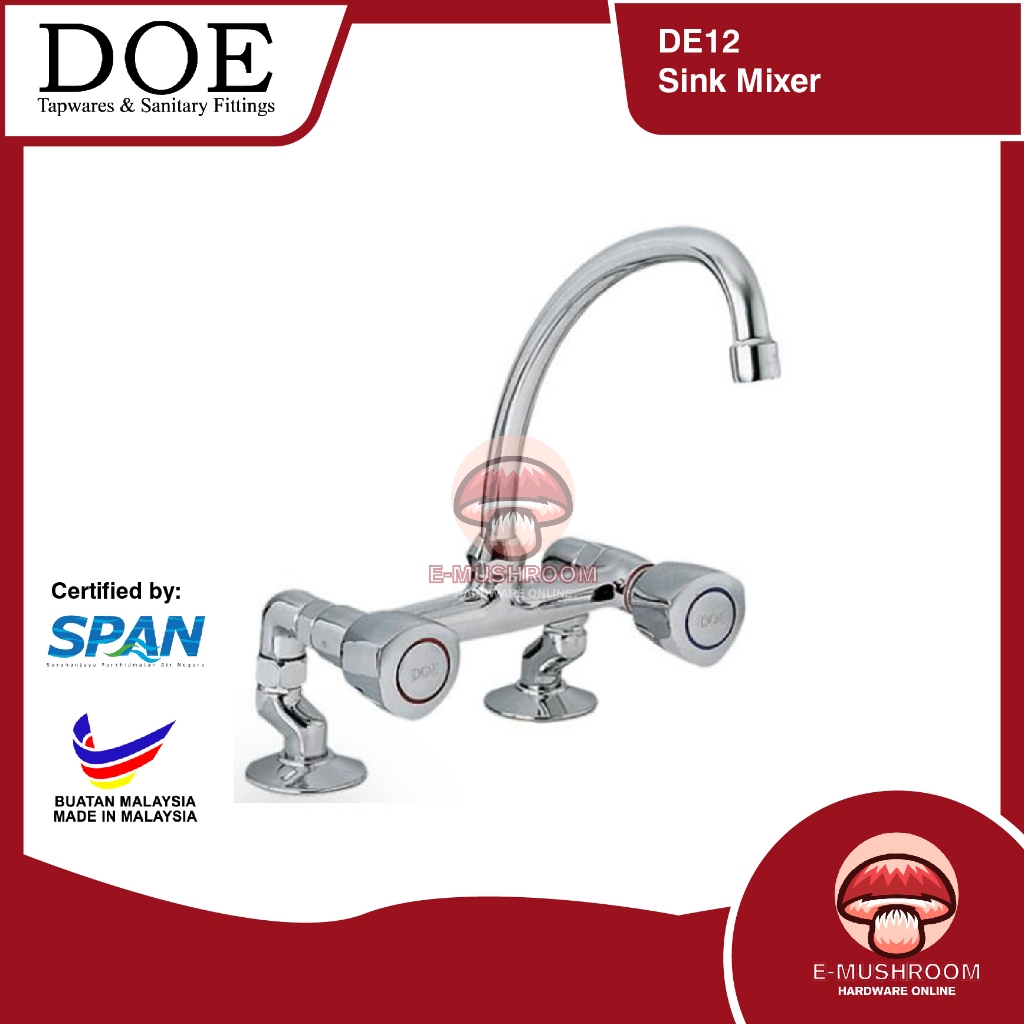 DOE DE12 Pillar Mounted Sink Mixer Tap With Swivel Spout Anti Splash ...