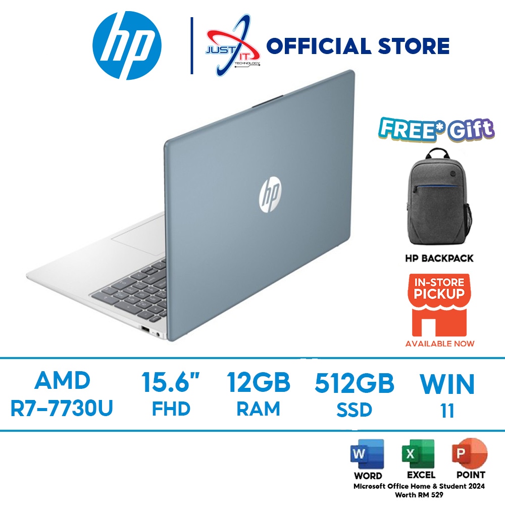 HP 15-FC0380AU 15.6" LAPTOP ( R7-7730U 12GD4 512SSD / 15.6" FHD / W11H ...