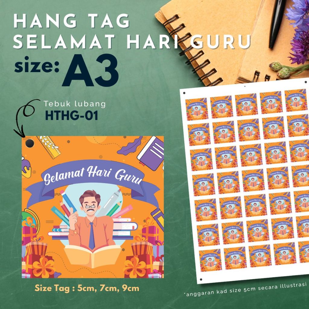 Hang Tag A3 Hari Guru - Untuk Hamper, Gift, Kad Ucapan / Hiasan Gantung ...