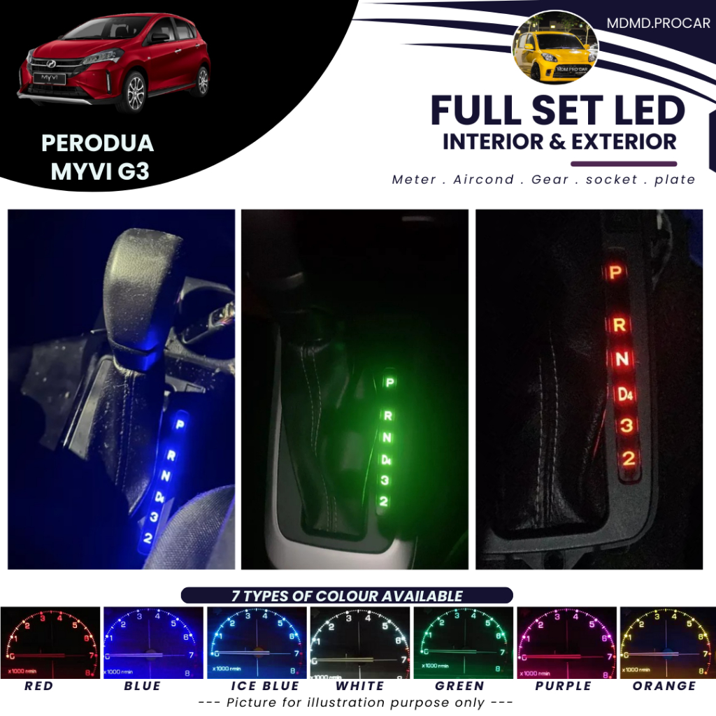 Myvi G3 LED Gear/Knob / Plate LED / Room / Dome / Fender Signal / Lampu ...