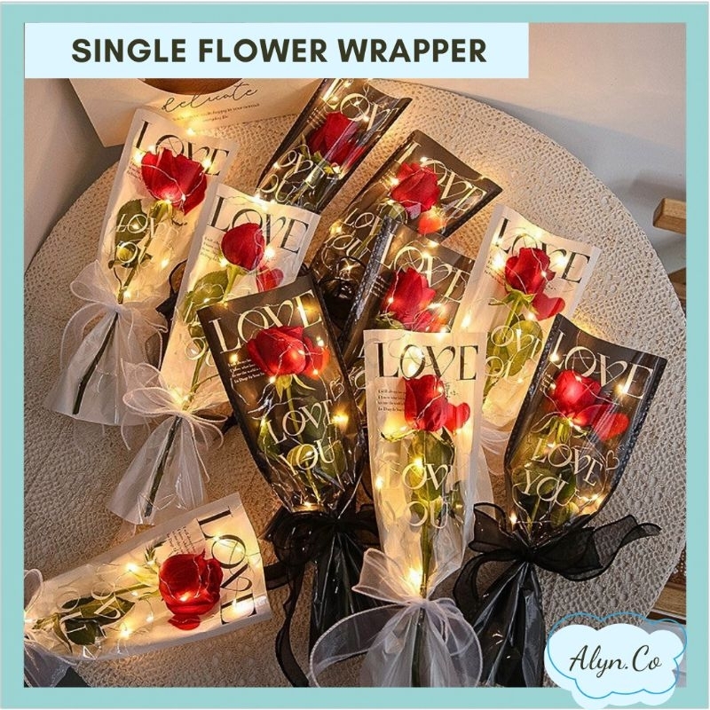 READY STOCK Single Rose Packaging Sleeves Flower Wrapping Paper ...