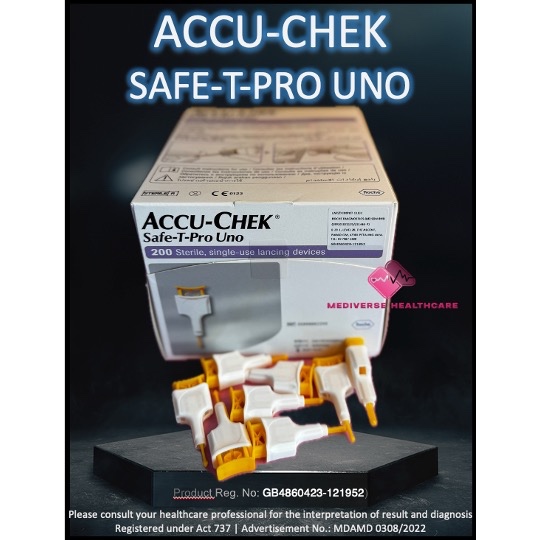 ACCU-CHEK Safe-T-Pro Uno Single-use Lancet Device accuchek accu-check ...
