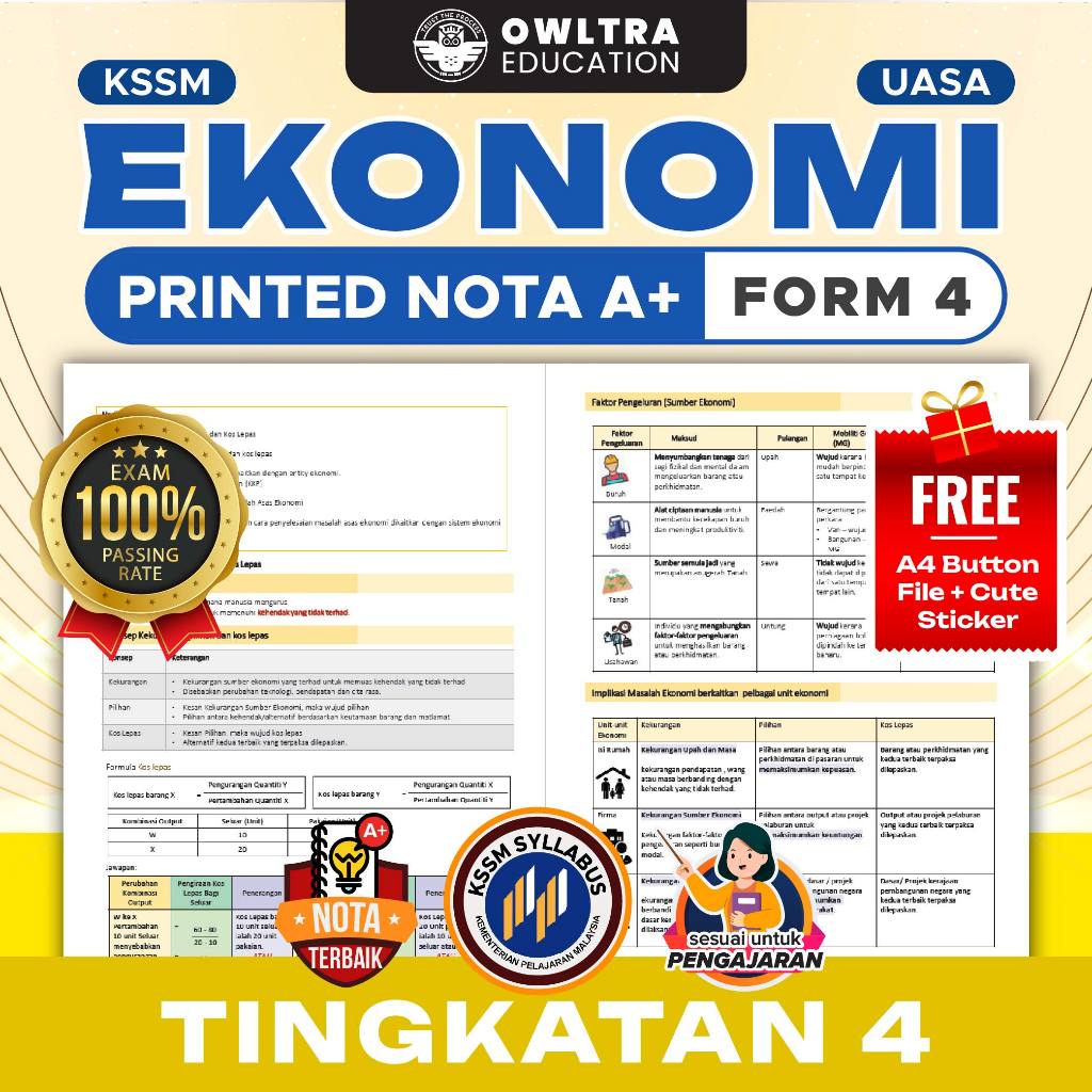 Nota Ekonomi SPM Tingkatan 4 Nota A+ (Printed Note) | Shopee Malaysia