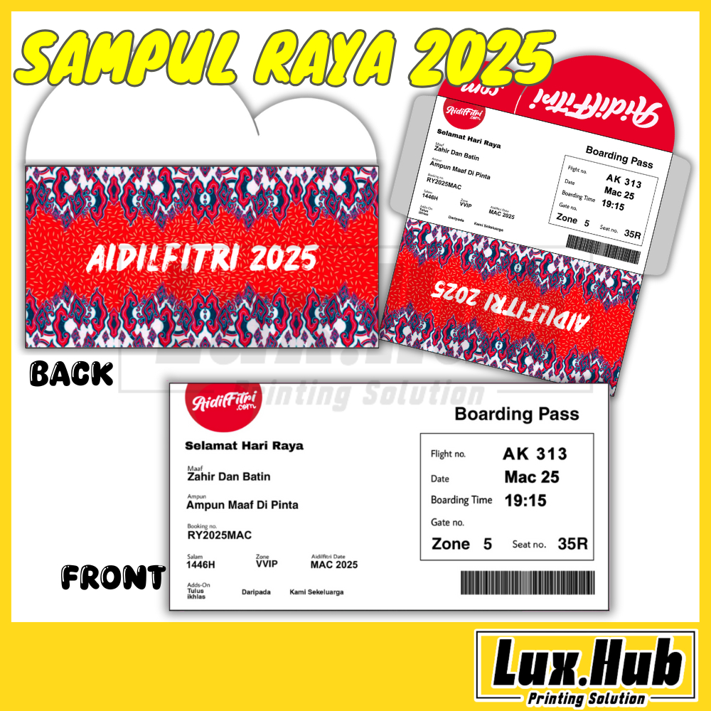 Sampul Duit Raya 2025 Design Air Asia Airlines | Sampul Raya Rare ...