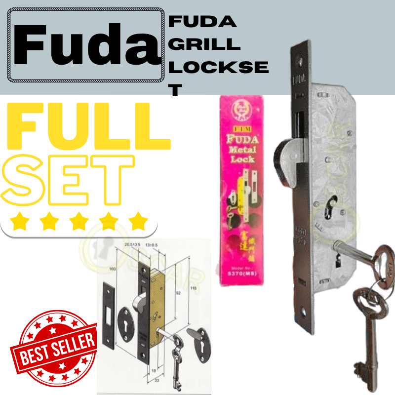 Fuda 5370 Metal Lock Single Mortise Grill Door Hook Lock | Shopee Malaysia