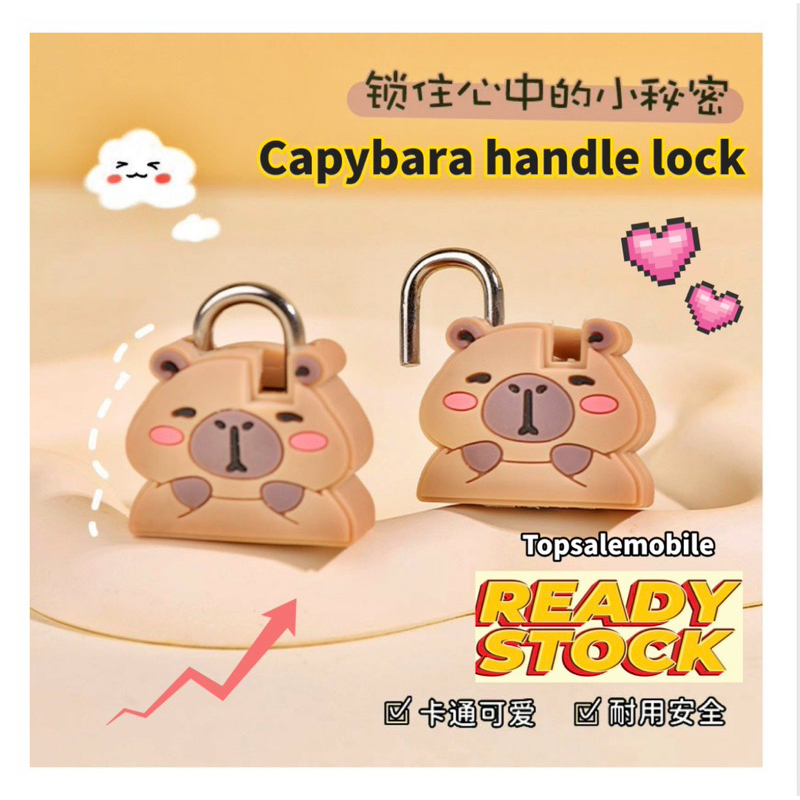 Capybara handle lock capibara padlock luggage bag drawer lock capybala ...