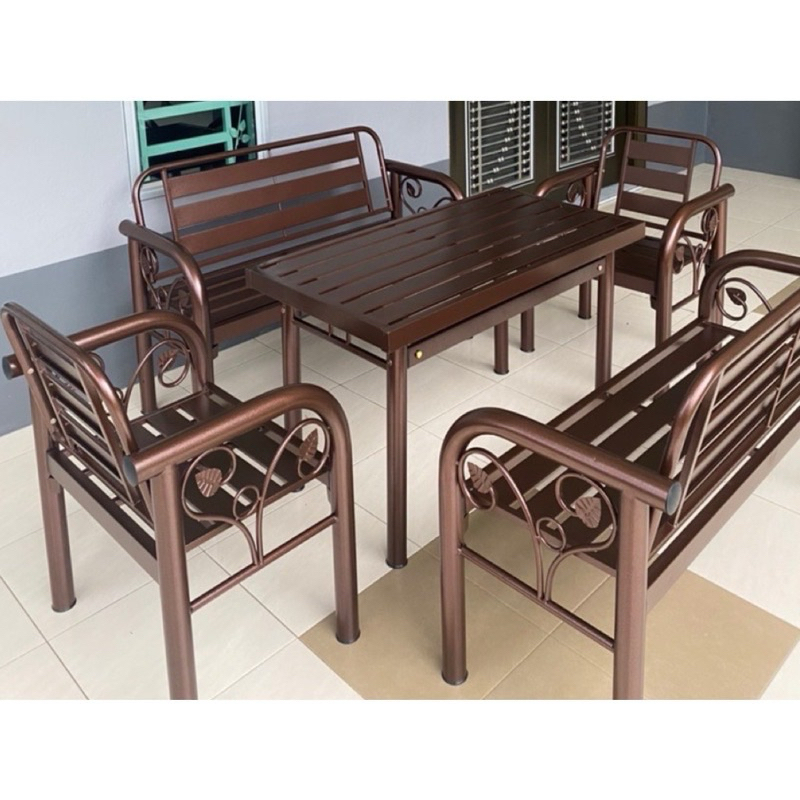 Outdoor Furniture Bench Set /Long Garden Full Set/Metal Steel Bench ...