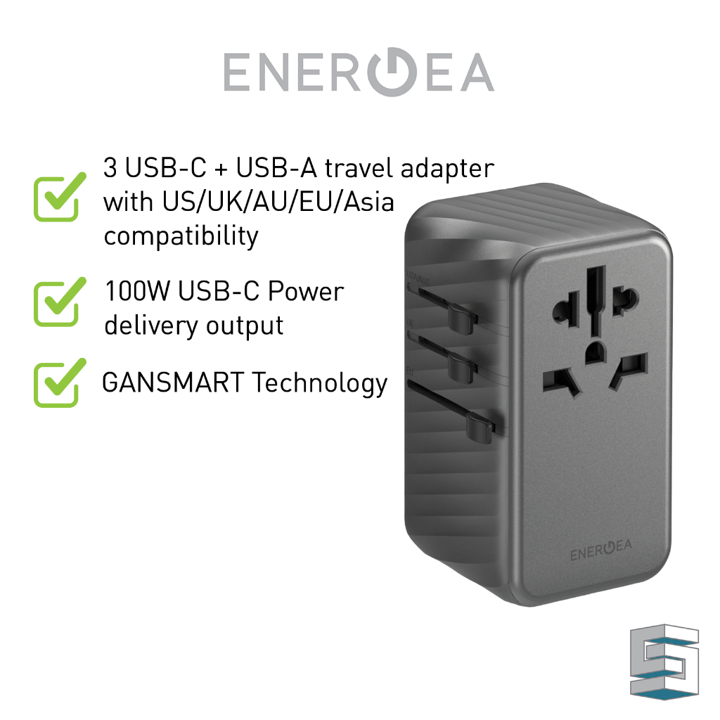 ENERGEA TravelWorld Adapter GaN120, 1A3C 120W - Gunmetal | Shopee Malaysia