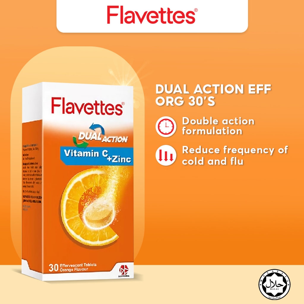 Flavettes Dual Action Eff Tab - Orange (30's)(2 x 15 Tablets) | Shopee ...