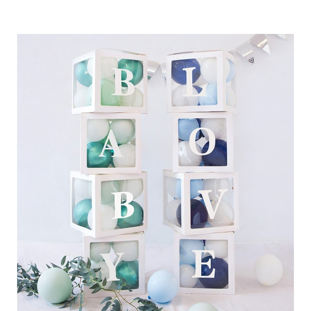 A-Z DIY Transparent Balloon Box Birthday Wedding Custom Name Balloon ...