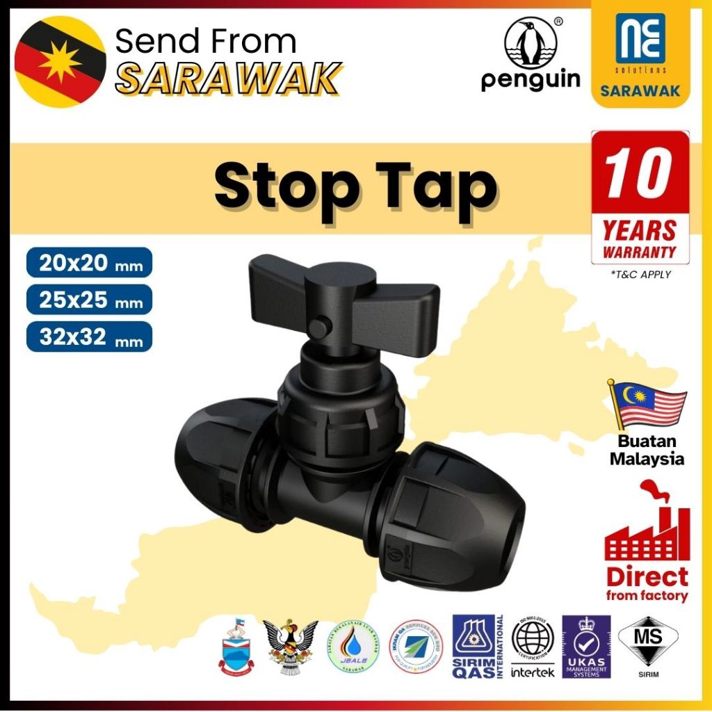 Penguin Smart Compression Stop Tap PN16 HDPE Compression Poly Pipe ...
