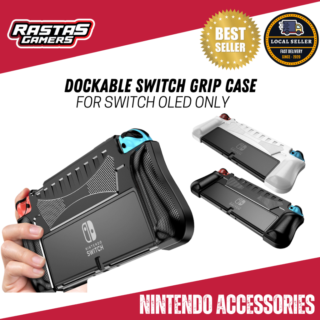 Dockable Switch OLED Grip Case with 2 Game Card Slots for Nintendo ...