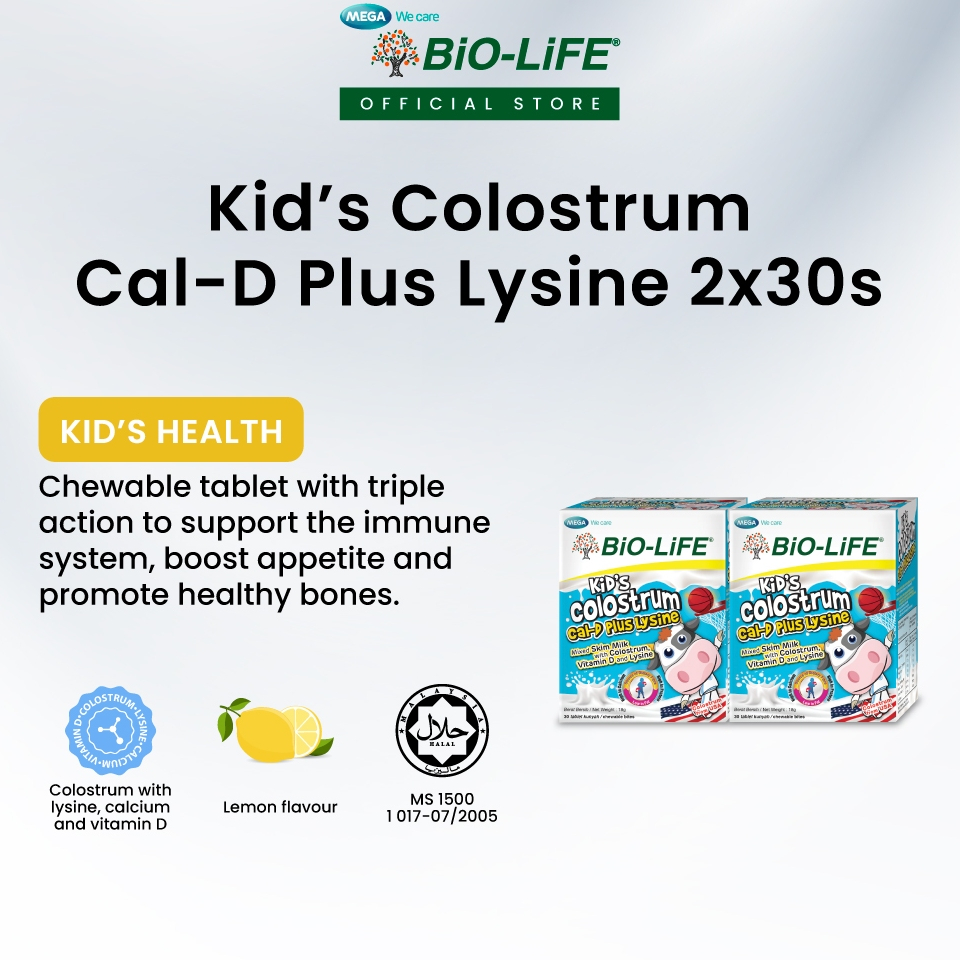 BiO-LiFE Kid’s Colostrum Cal-D Plus Lysine 2 x 30 chewable tablets ...