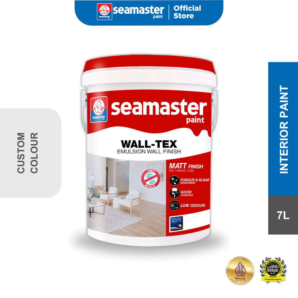 Seamaster Wall-Tex Emulsion Paint 7700G - Custom Colour (7L) | Shopee ...