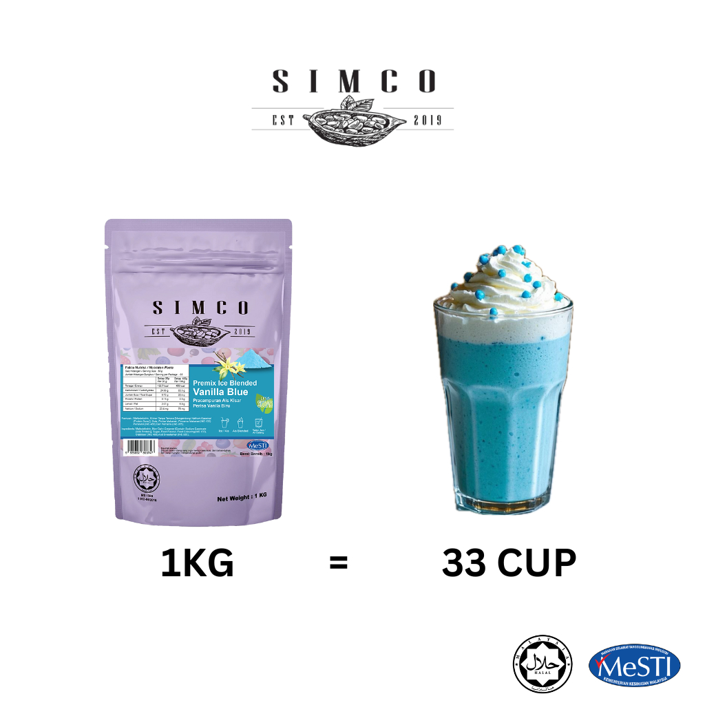 SIMCO Premix Ice Blended & Milkshake Powder 1KG Halal (Ice blended and ...