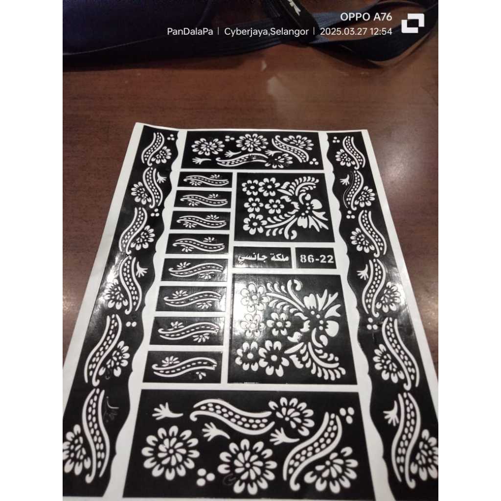 INAI STICKER PENGANTIN / INAI Sticker Corak Inai / Henna Sticker ...