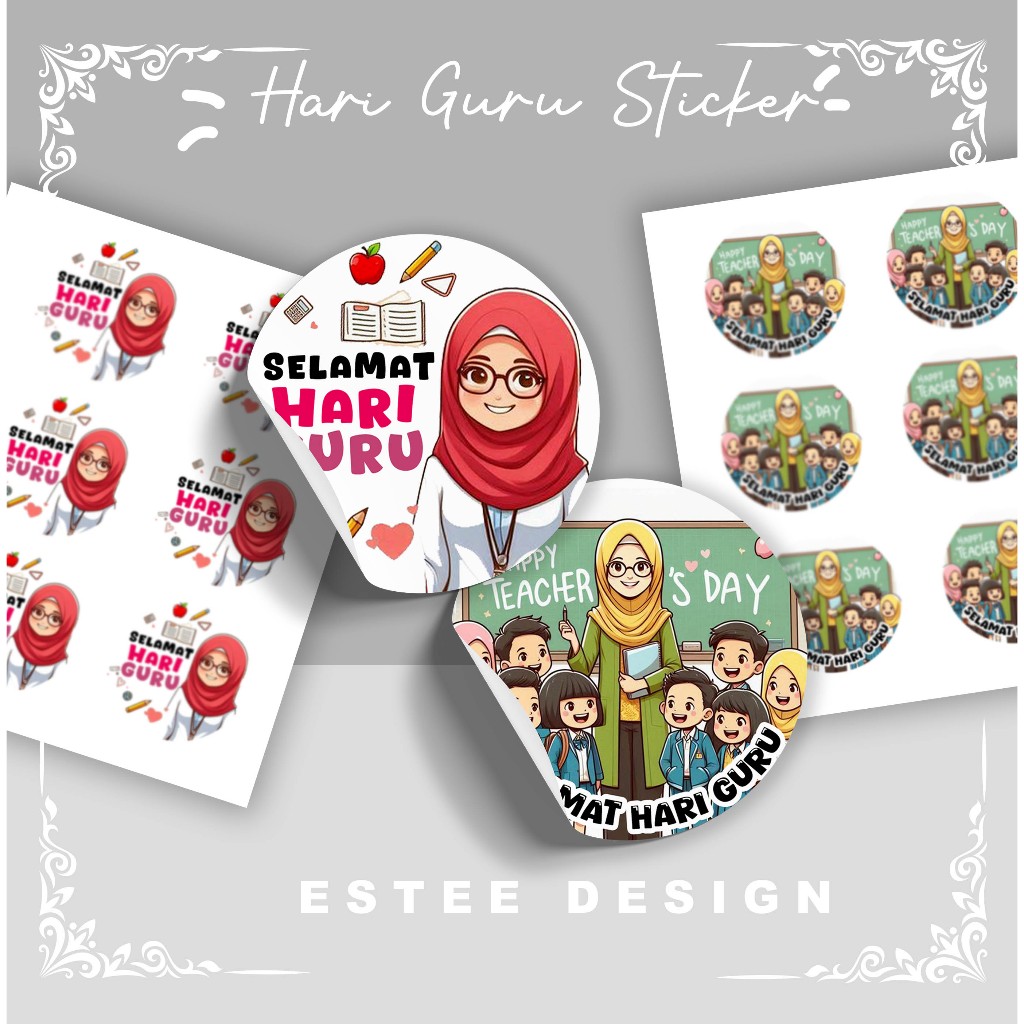 Selamat Hari Guru sticker labels Teacher's Day Doorgift Gift packaging ...