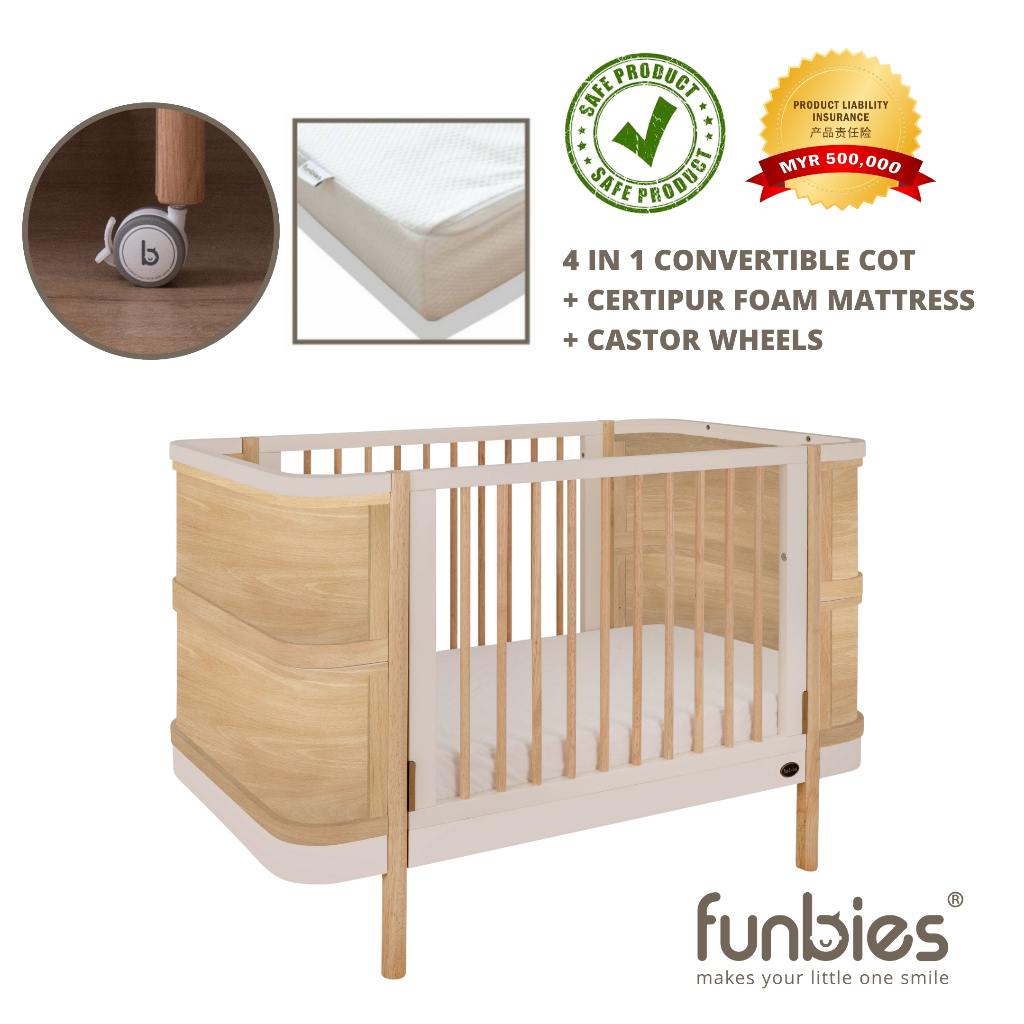 Funbies Delia 4in1 Baby Cot Set (Natural) | Shopee Malaysia