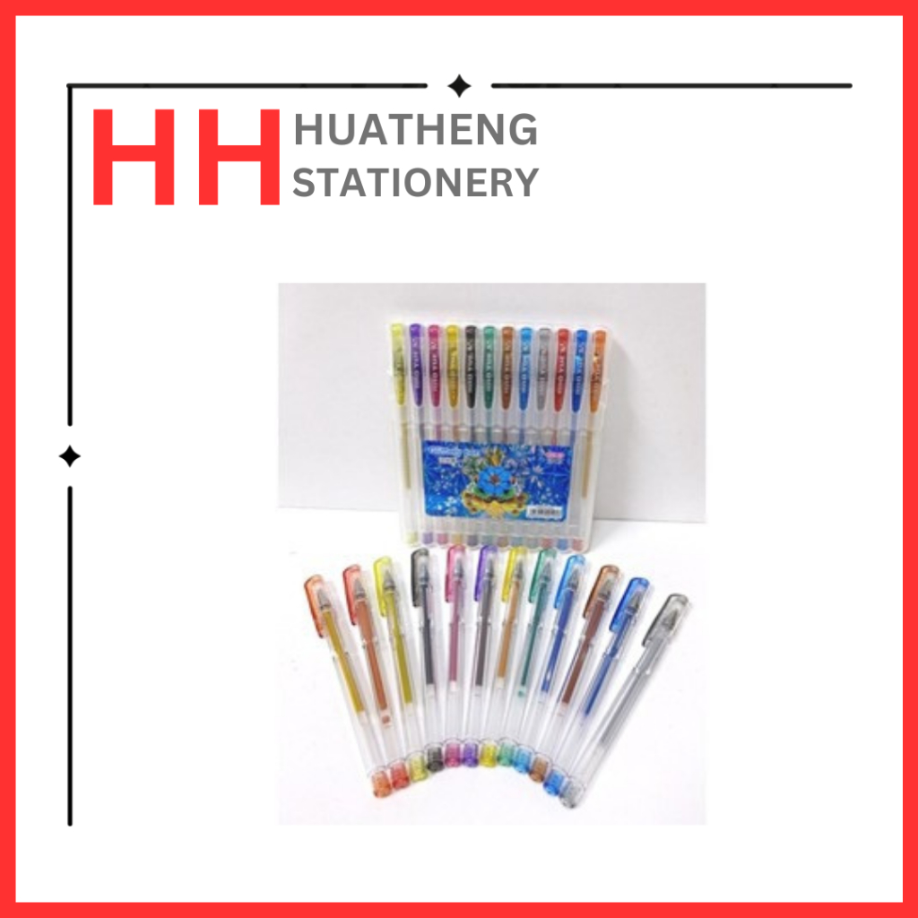 Glitter Pen [ 12 / 6 colour in a set ]. Pen warna warni | Shopee Malaysia