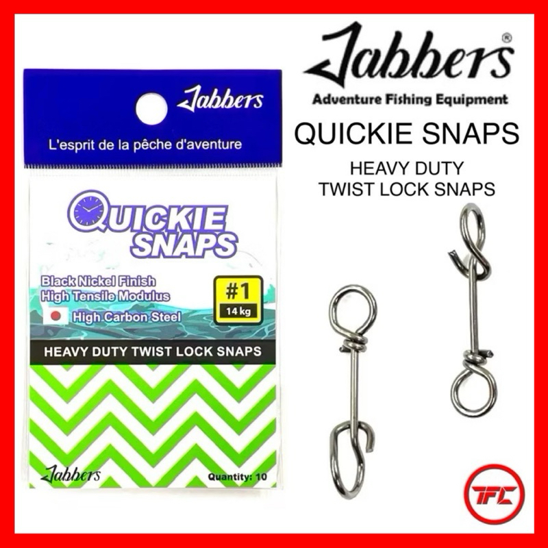 JABBERS Quickie Snaps Heavy Duty Twist Lock Snaps Fastach Clips Fishing ...