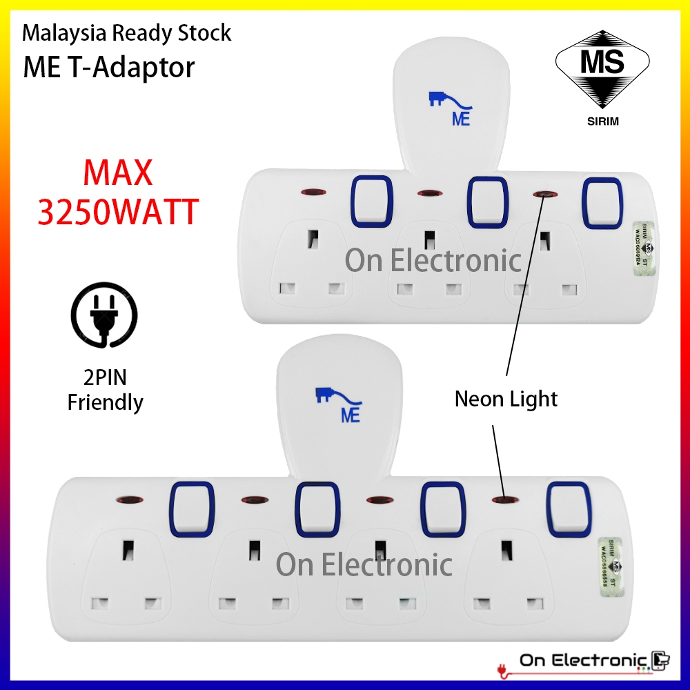 D-303N/D-304N 3Way/4way/ 3Gang/4Gang T-Adaport 3pin Socket Extension ...