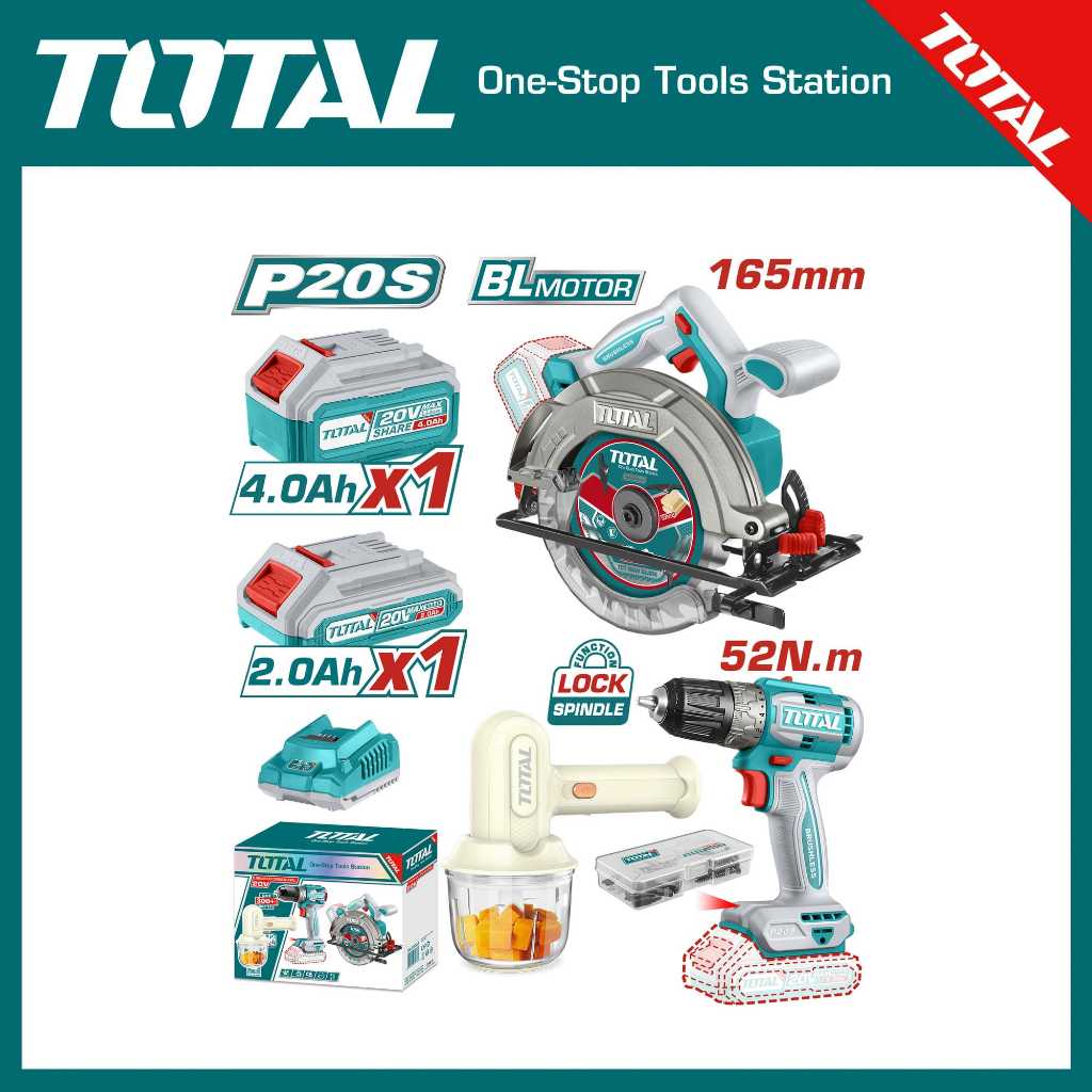 TOTAL Cordless 3 pcs combo kit 20V TOSLI240583 | Shopee Malaysia