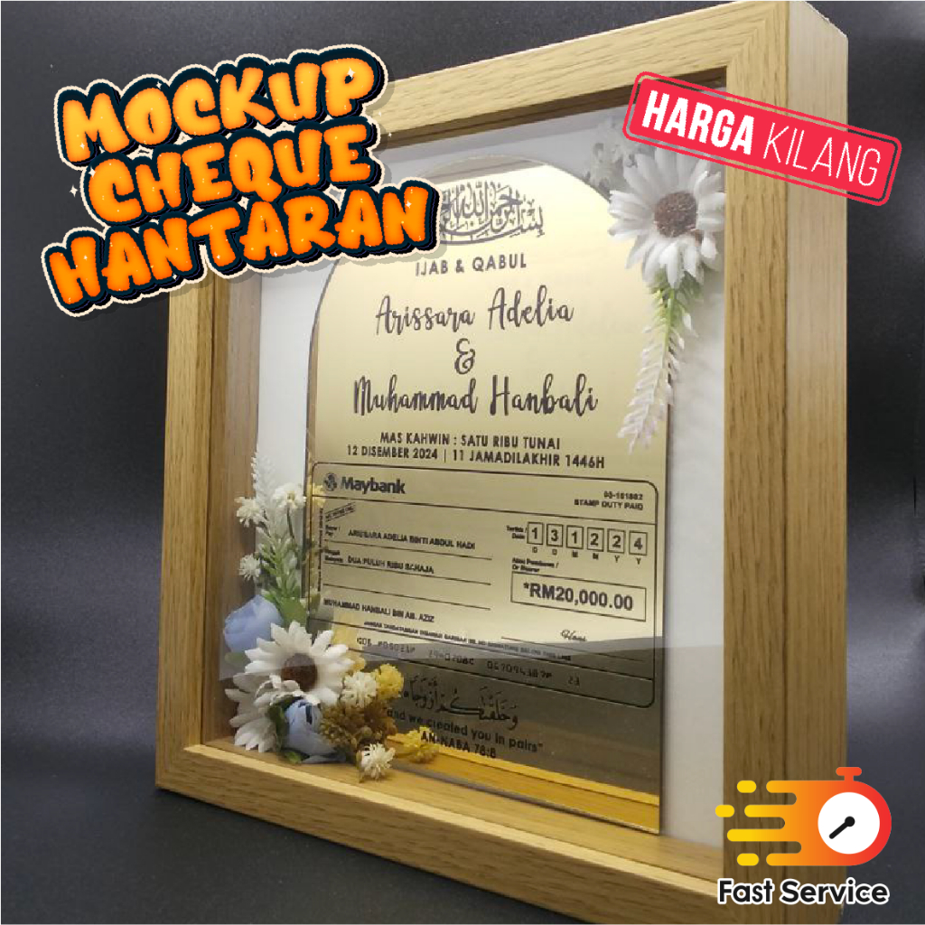 Cek Hantaran Kahwin | Replika Cek | Cheque Hantaran Nikah | MOCKUP ...