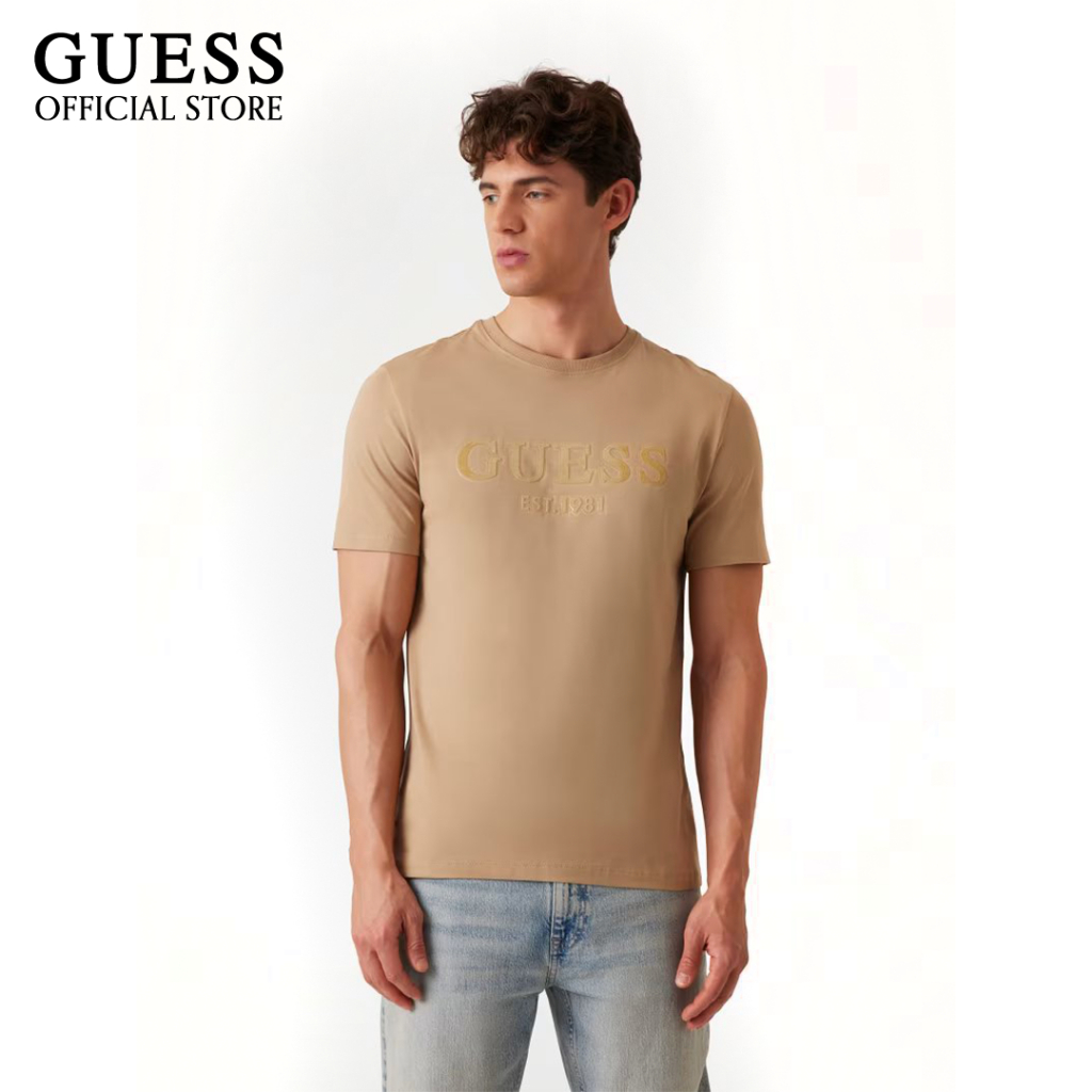 Guess Men SS CN Sprayed Flock Logo Tee | Shopee Malaysia