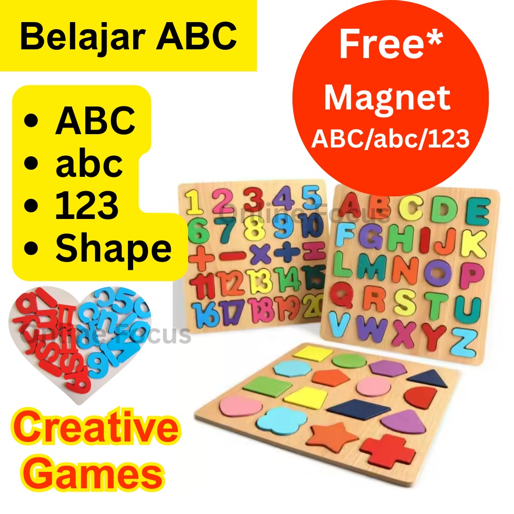 Papan Kayu Pembelajaran ABC & 123 untuk Kanak-Kanak – Mainan Pendidikan ...