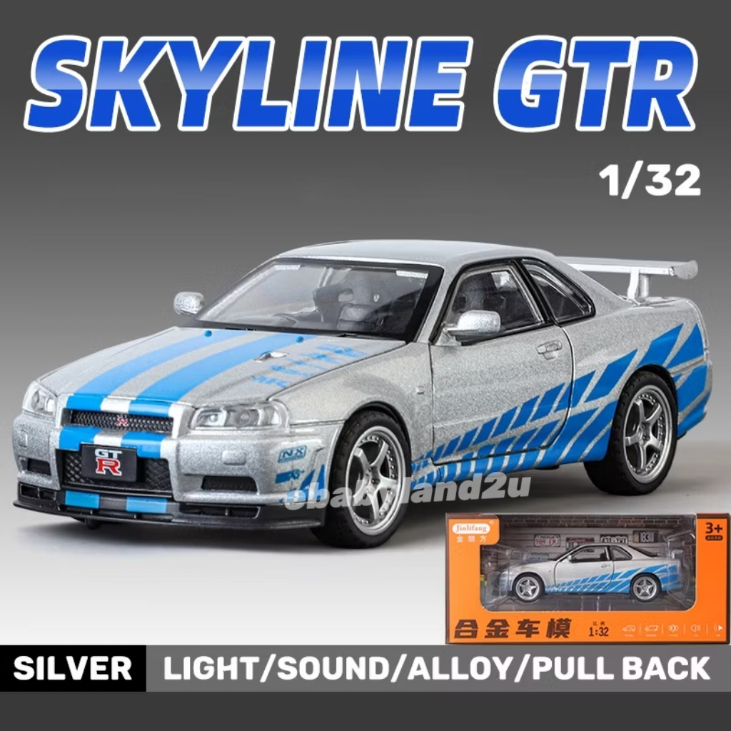 Die Cast 1:32 Nissan Skyline GTR R34 Spoon Collection Diecast Vehicle ...