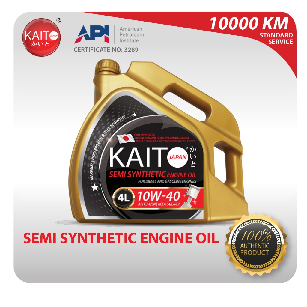 Kaito Japan 10W40 Semi Synthetic Engine Oil CJ4/SN - 4 Liters x 1 ...
